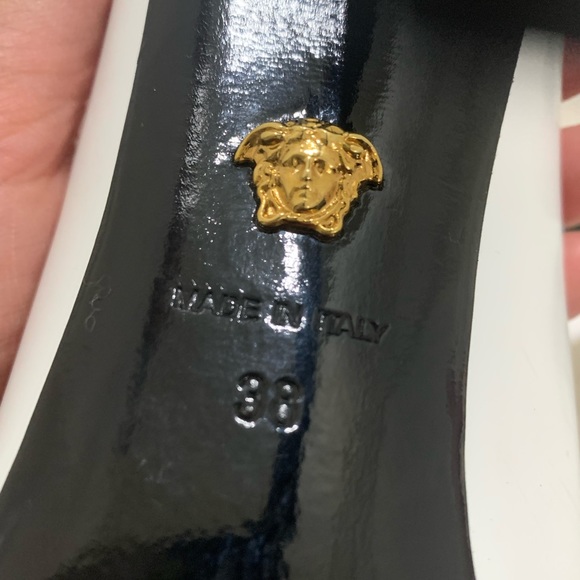 Versace | Shoes | Versace Curved Heel Pointed Toe Pump Shoes 38 | Poshmark